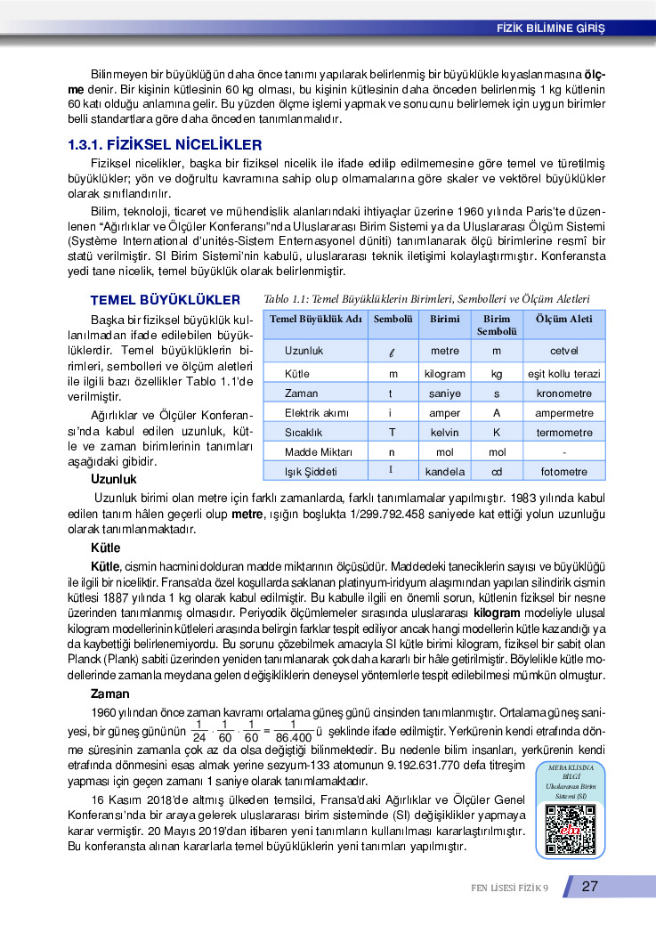 Fen Lisesi Fizik 9 - Fizik Bilimine Giriş
