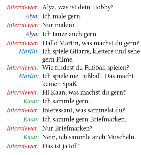 Freizeitaktivitäten - Ein Interview