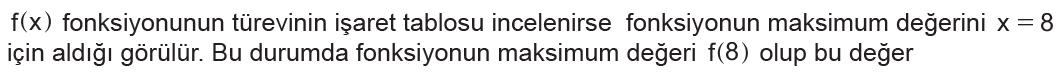 Türev - Maksimum ve Minimum Problemleri - Örnek 1
