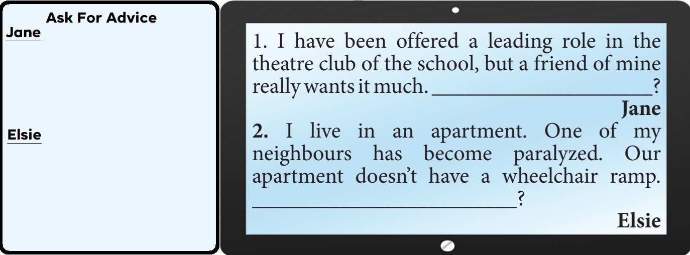 People are writing to an online forum to ask for advice. Read the forum ...