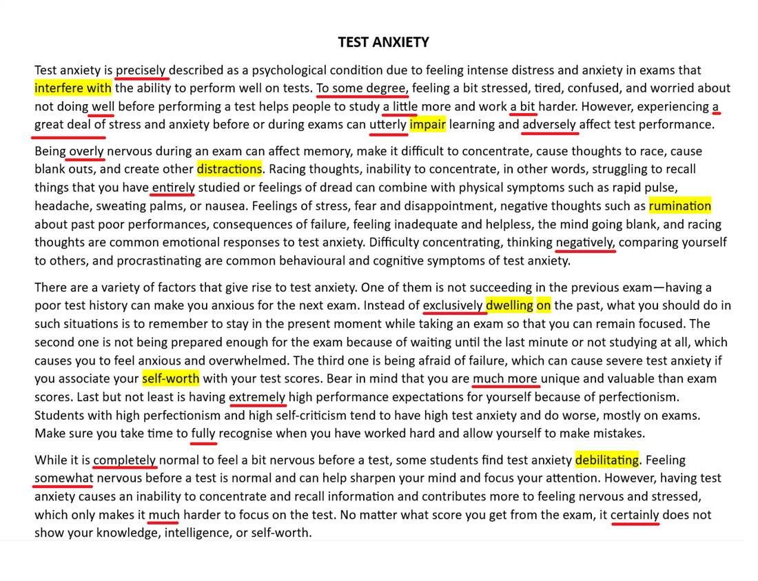 OVERCOMING TEST ANXIETY - Unit 4 / 59d
