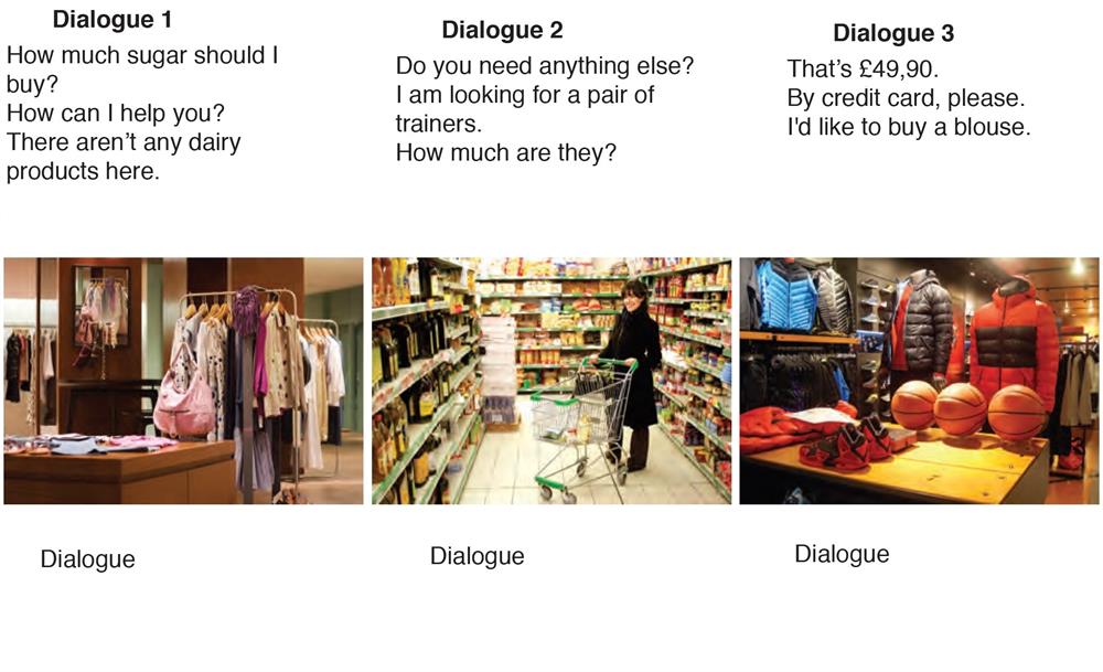 Match the pictures with the dialogues.
