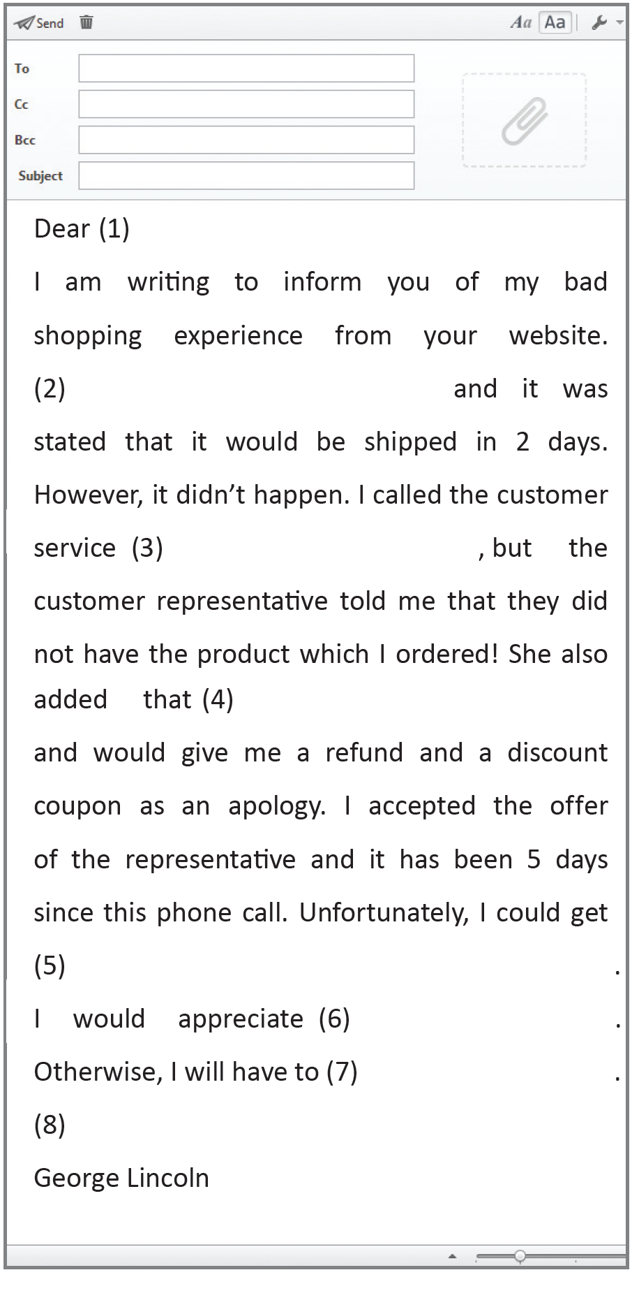 Look at the e-mail and fill in the blanks with expressions and ...